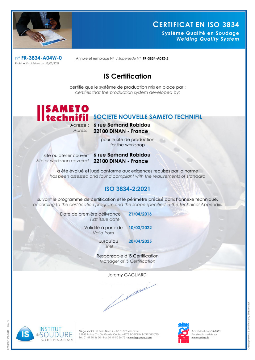 Sameto technifil - Conception d'équipements de manutention et stockage